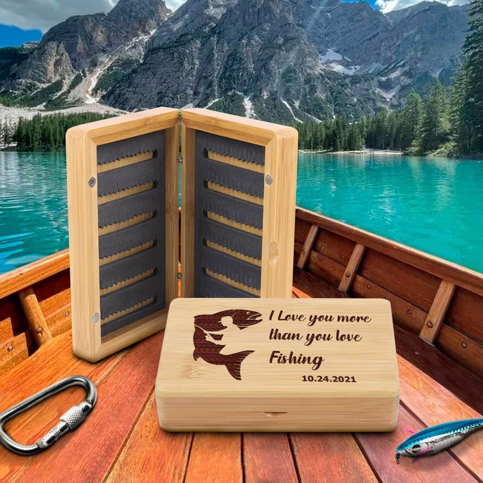 Laser Engraved Jig Box: Rustic Storage for Fly Fishing